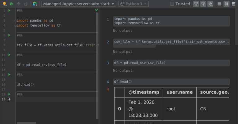 PyCharm Pro Scientific Mode – Detecting log anomalies with machine learning